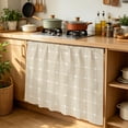 Cream Checkered Cabinet Curtains 35" W x 35" L Modern Minimalist ...