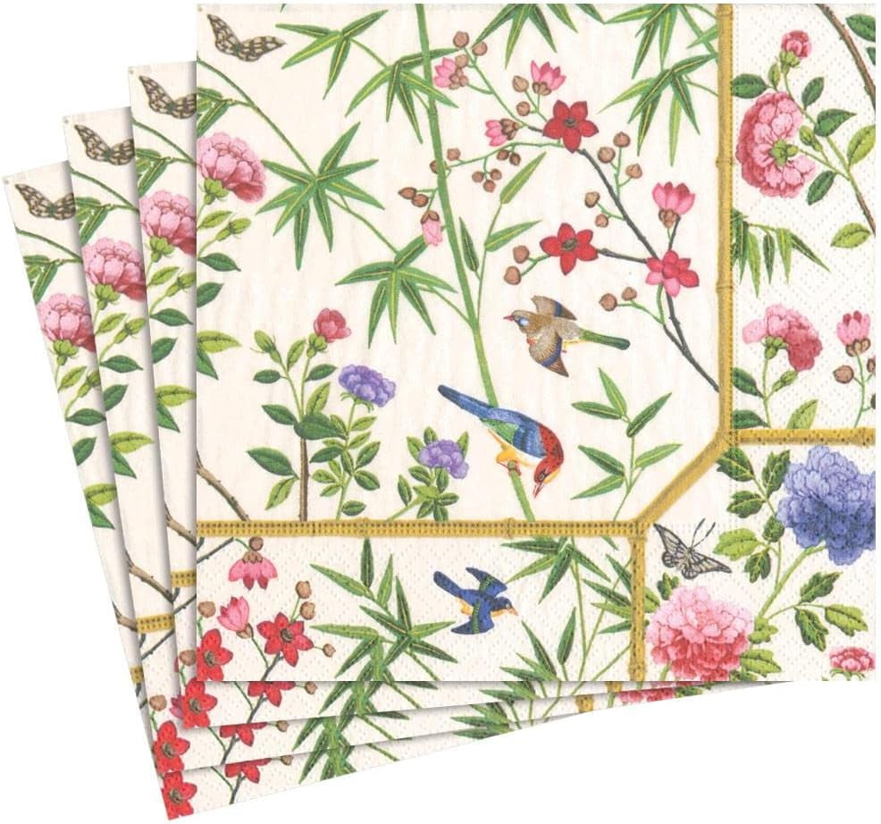 Cream Chinese Wallpaper Design Dinner Napkins, Two Packs of 20 ...