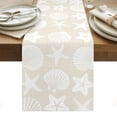 Cream Coastal Cotton Linen Table Runner Starfish Shell Ocean NauticalV ...