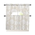 Cream Coastal Starfish Kitchen Curtains Set for Windows 3 Piece Cafe ...