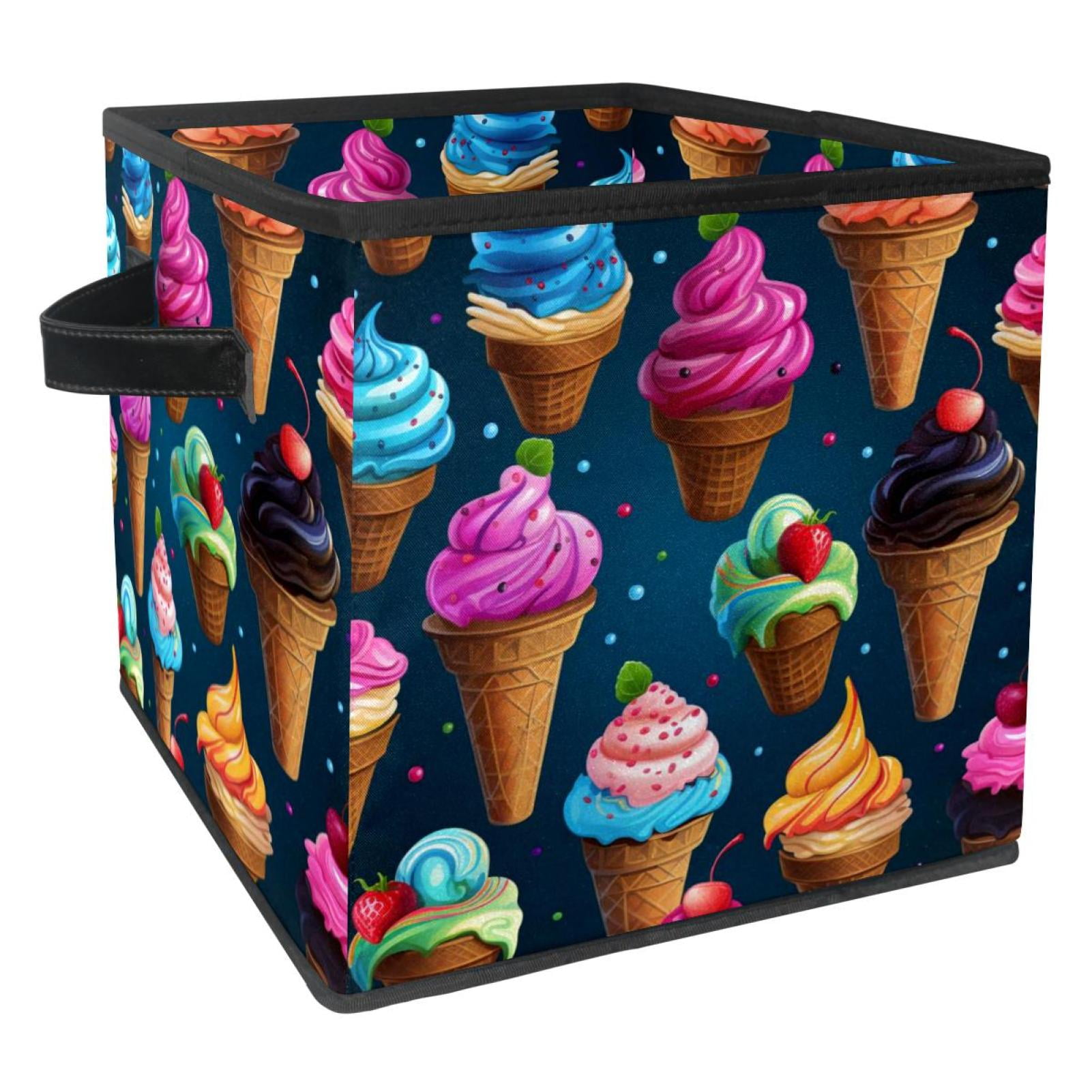 Cream Collapsible Storage Cubes, Cube Organizer Bins with Handle, 10.8 ...