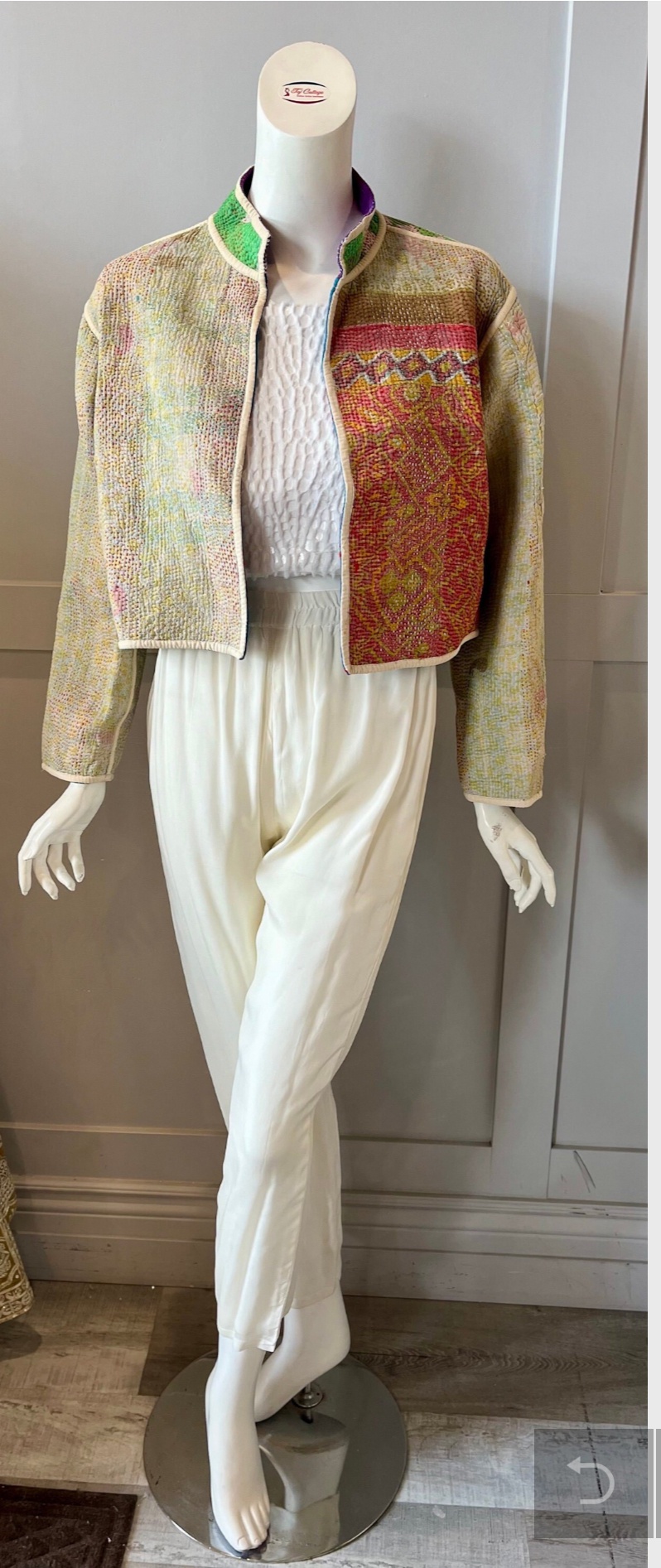 Cream Color Kantha Work Jacket - Walmart.com