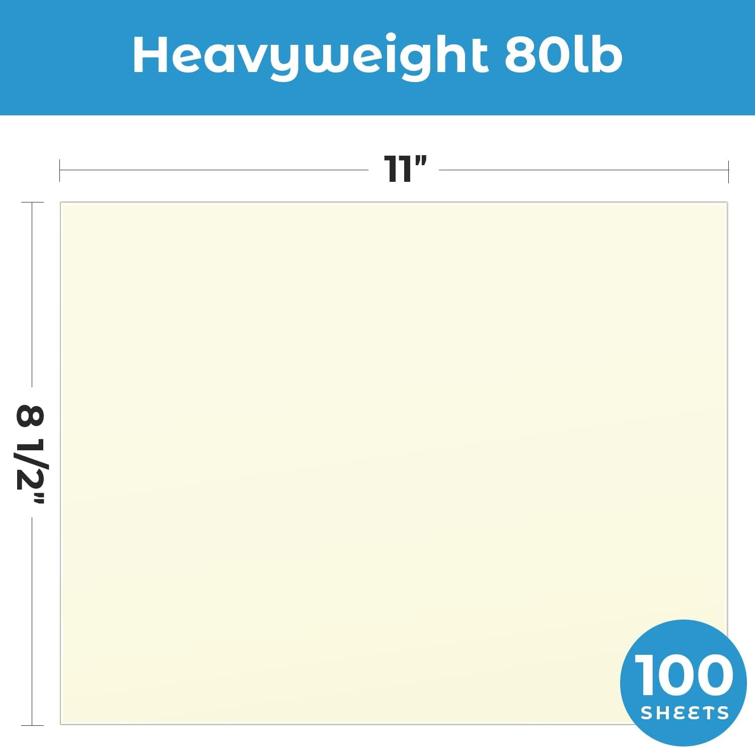 Cream Colored Cardstock Paper 100 Sheets: 8.5" X 11" Heavyweight 80Lb ...