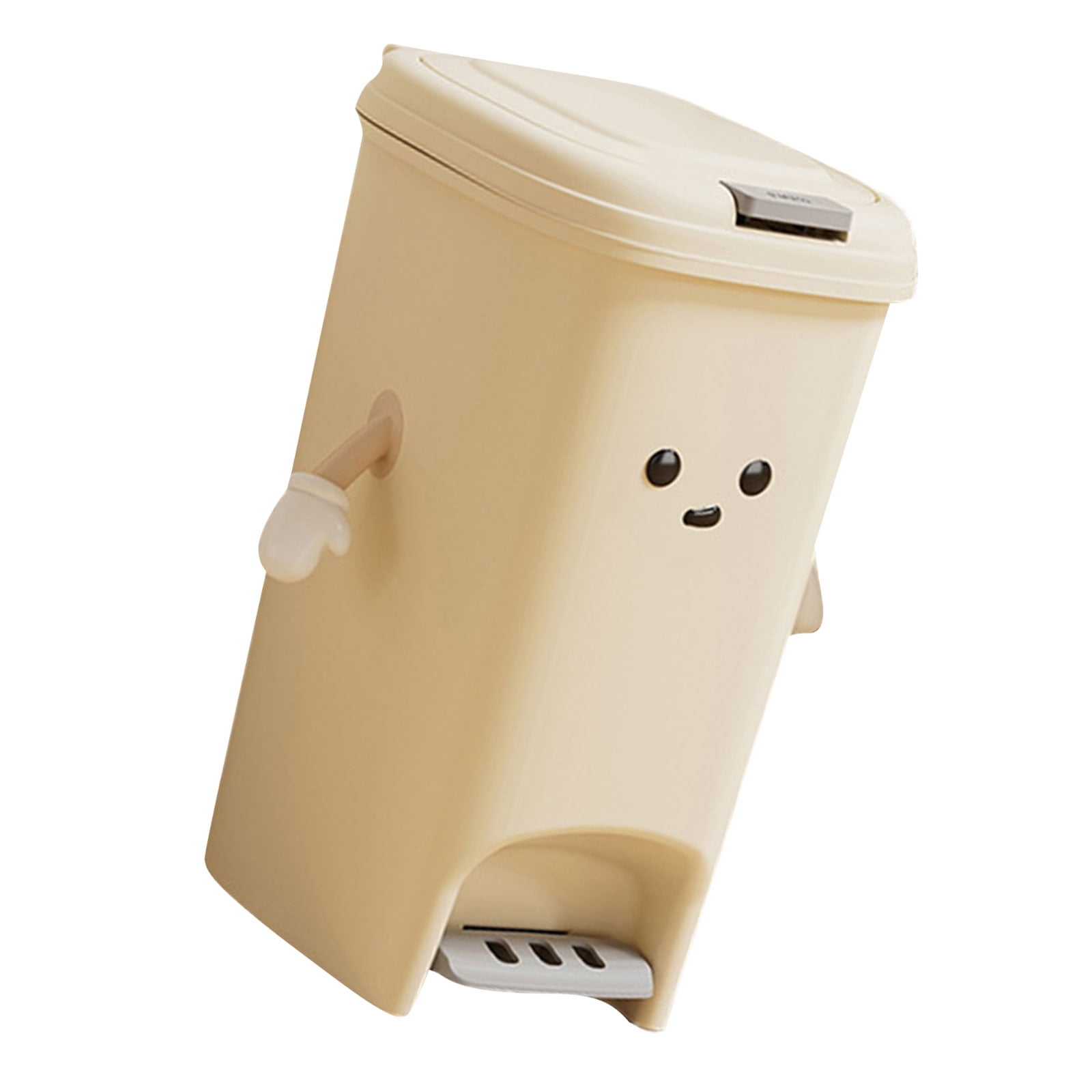 Cream Colored Double Opening Trash Can with Press and Step Mechanism ...