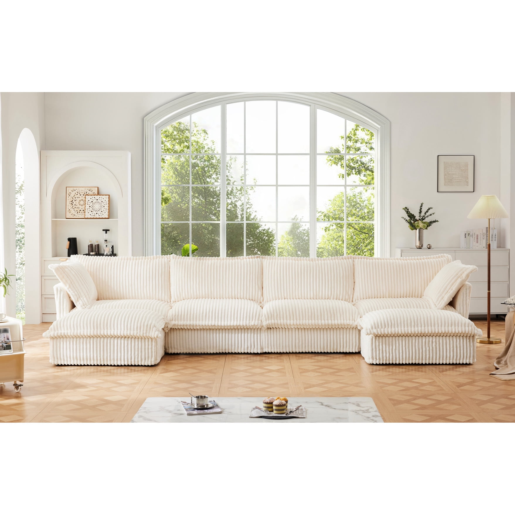 Cream Corduroy Sofa - Convert to Sofa Bed - Movie Night - Easy Assembly ...