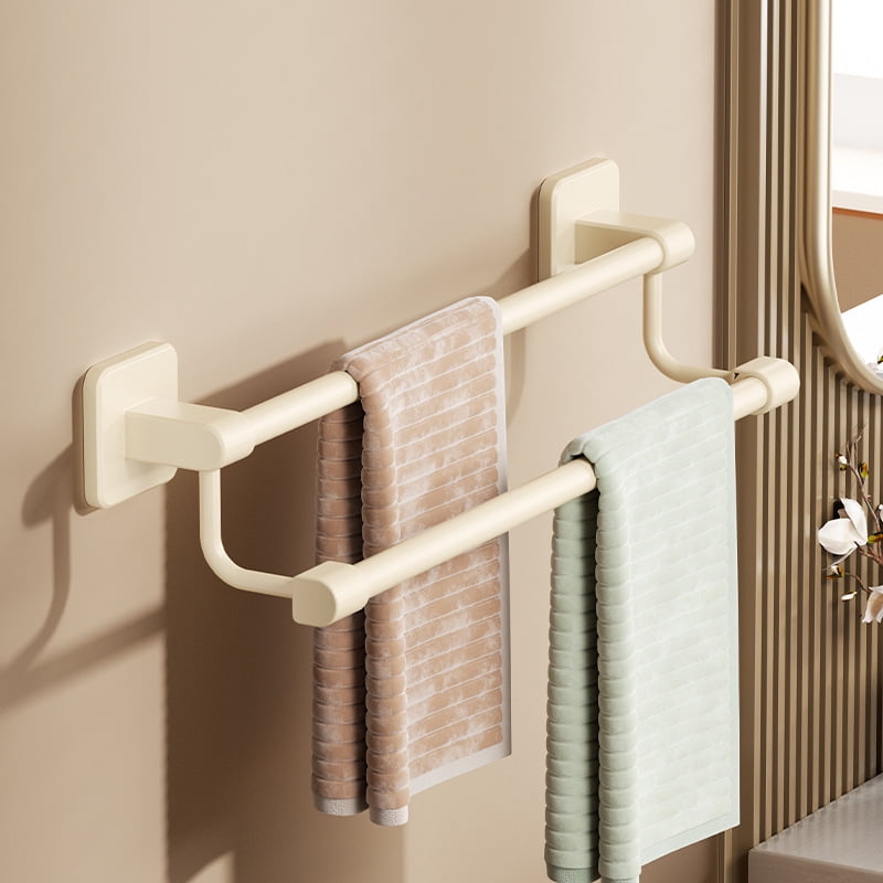 Cream Double-Pole Towel Bar Without Punching Holes In Bathroom Wall ...