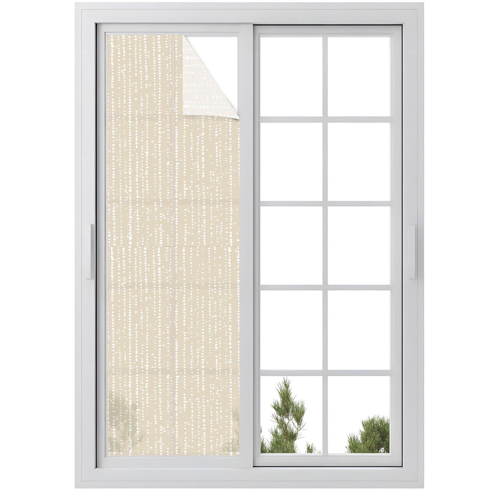 Cream Faded Stripes Window Privacy Film Vintage Abstract Art Minimalist ...