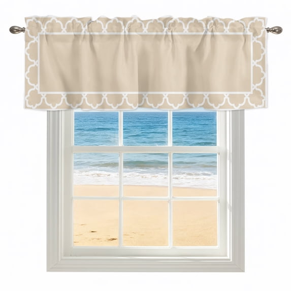 Cream Floral Frame Valances for Windows, Rod Pocket Kitchen Valance ...