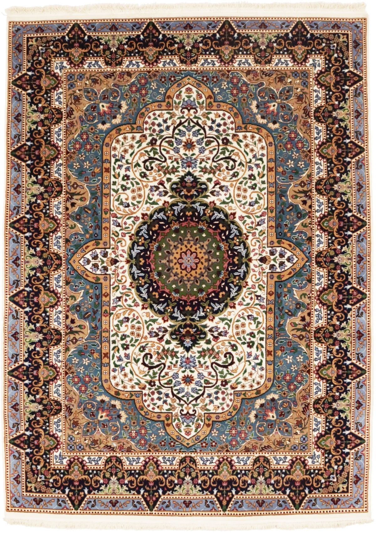 Cream Floral Kirman 6X8 Oriental Rug - Walmart.com