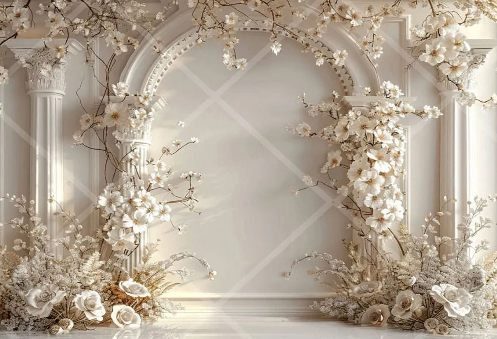 Cream Floral White Wall Adult Birthday Wedding Maternity Portrait r ...