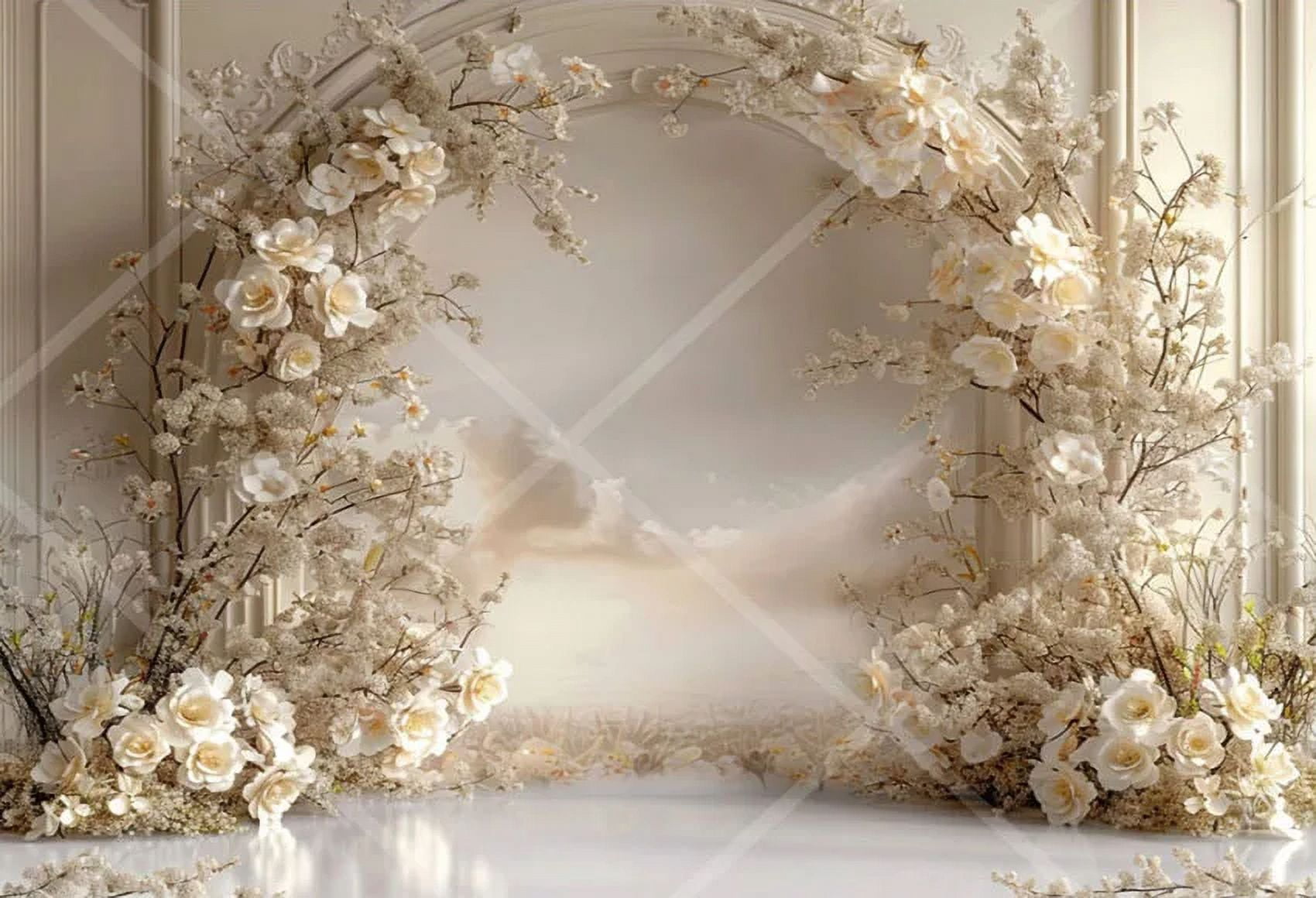 Cream Floral White Wall Adult Birthday Wedding Maternity Portrait r ...