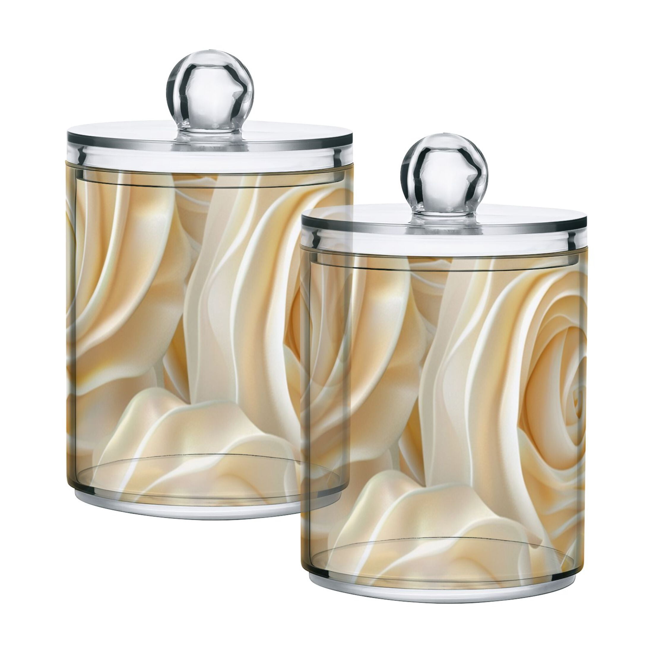 Cream Flowers Translucent Plastic Cans Storage Canisters with Lid Set ...
