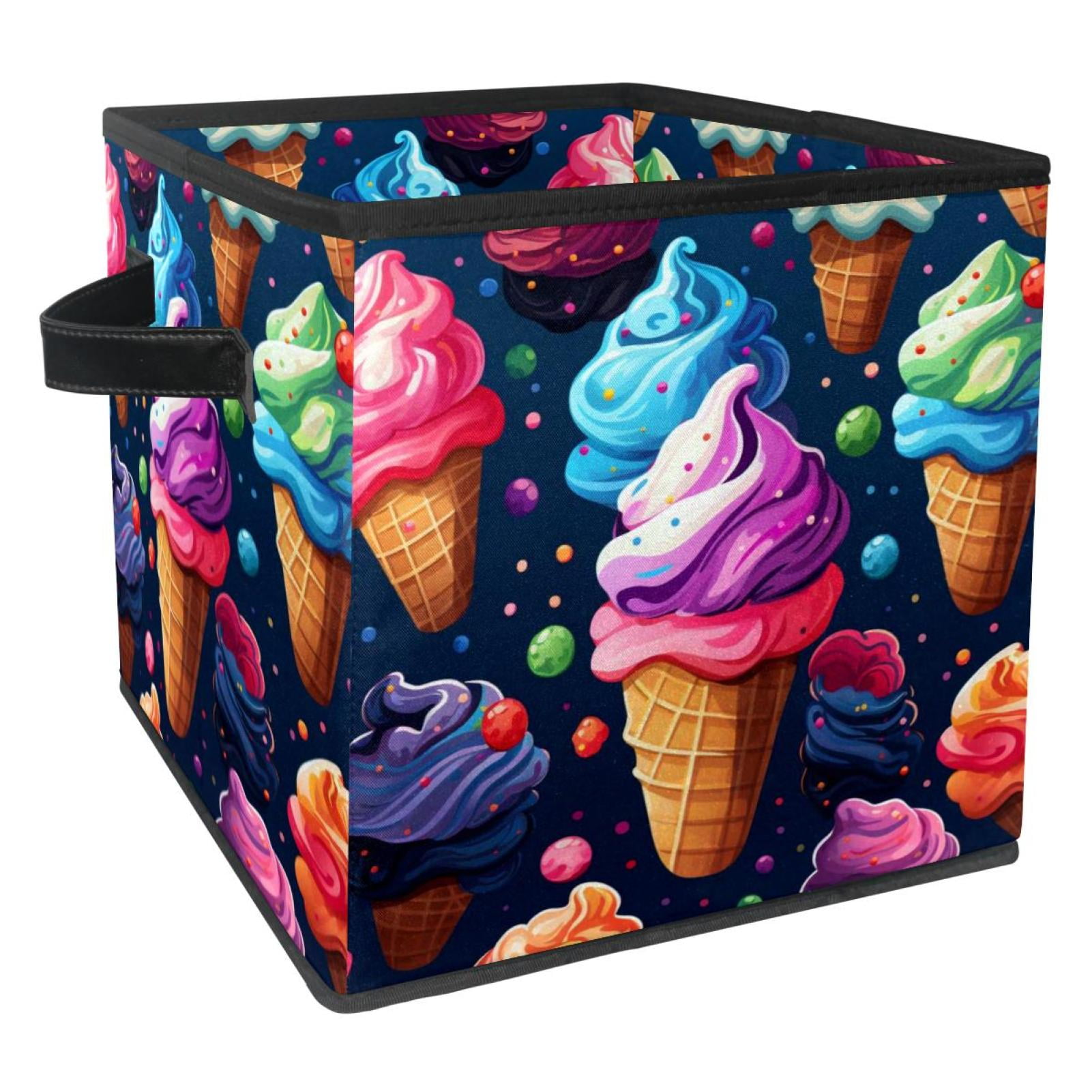 Cream Foldable Storage Basket Toy Box Storage Bin with Handle, 10.8"x10 ...