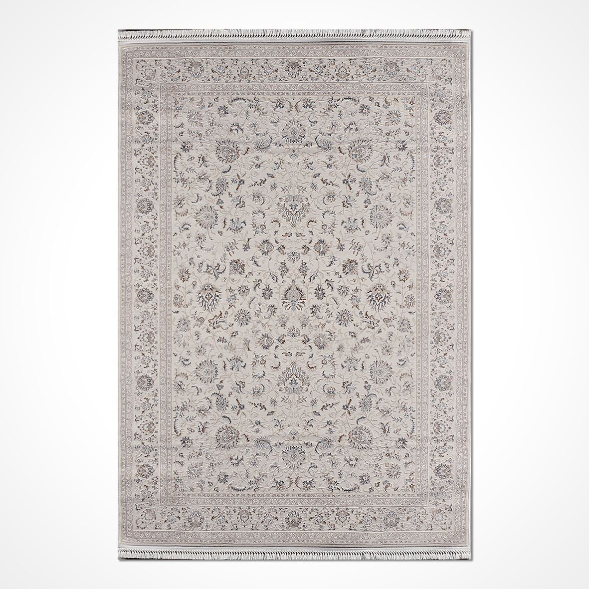 Cream Frame Polyester Area Rugs for Living Room Jacquard Textured ...