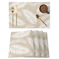 Cream Fronds Cotton Linen Placemats Set of 1, Rustic Beige Leaf Plant ...