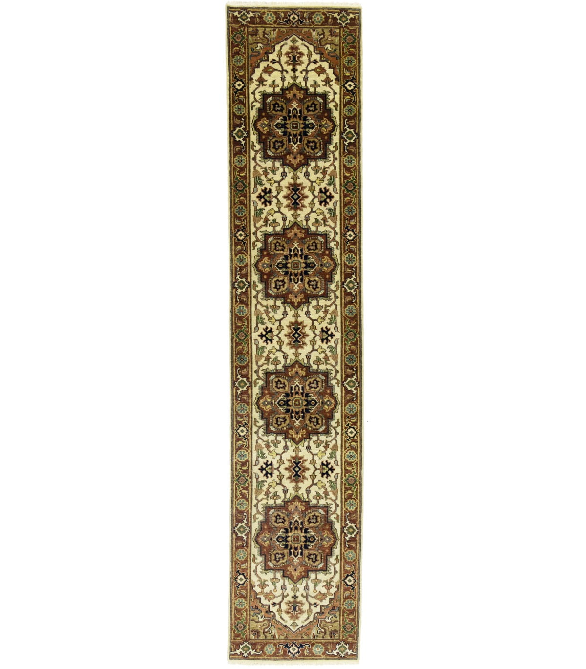 Cream Geometric 3X12 Heriz Serapi Oriental Runner Rug - Walmart.com