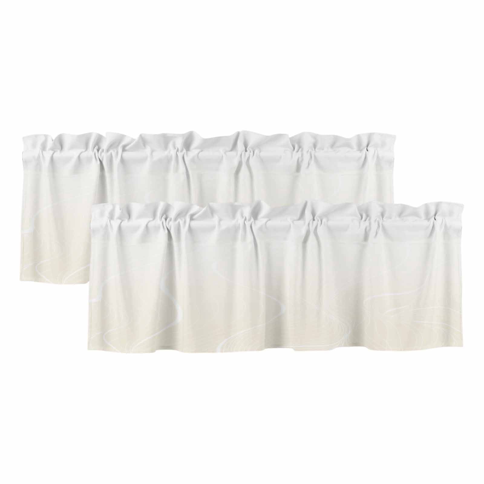 Cream Geometric Curtain Valances for Windows, Kitchen Valance Window ...