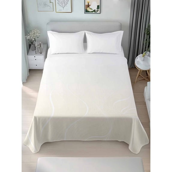 Cream Geometric King Size Flat Sheet, Wrinkleproof & Fadeproof Cooling ...