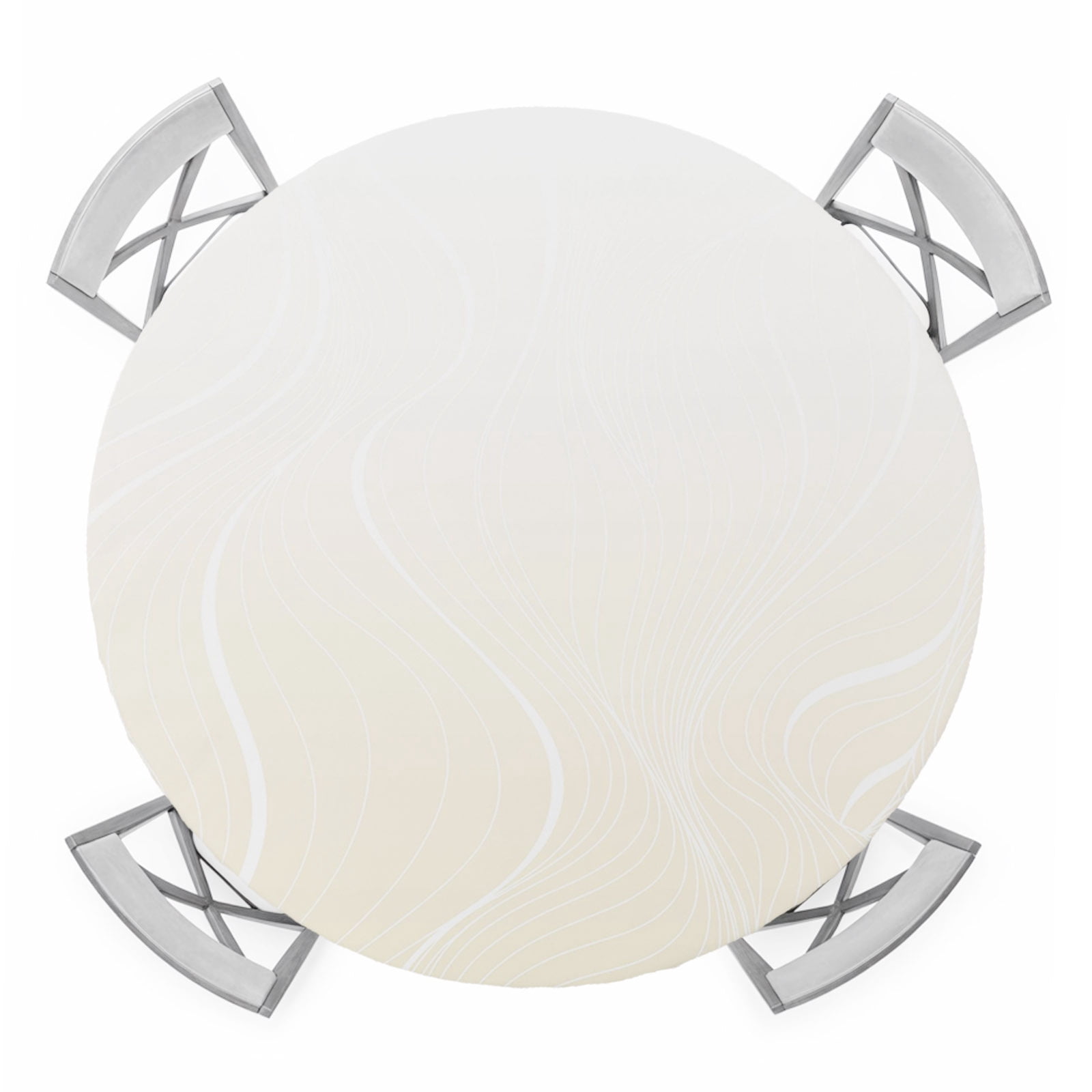 Cream Geometric Round Tablecloth for 45-54 Inch Tables,Fitted Table ...