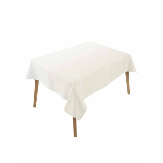 Cream Geometric Table Cloth, Modern White Stripe Abstract Distortion ...