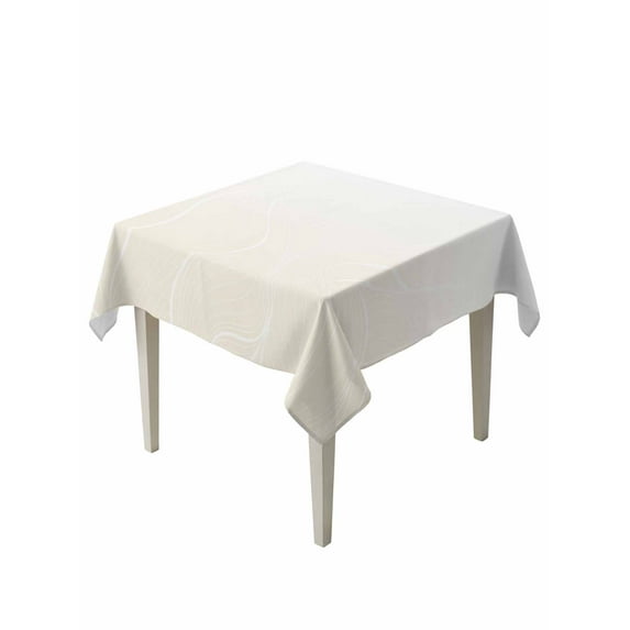 Cream Geometric Table Cloth, Modern White Stripe Abstract Distortion ...