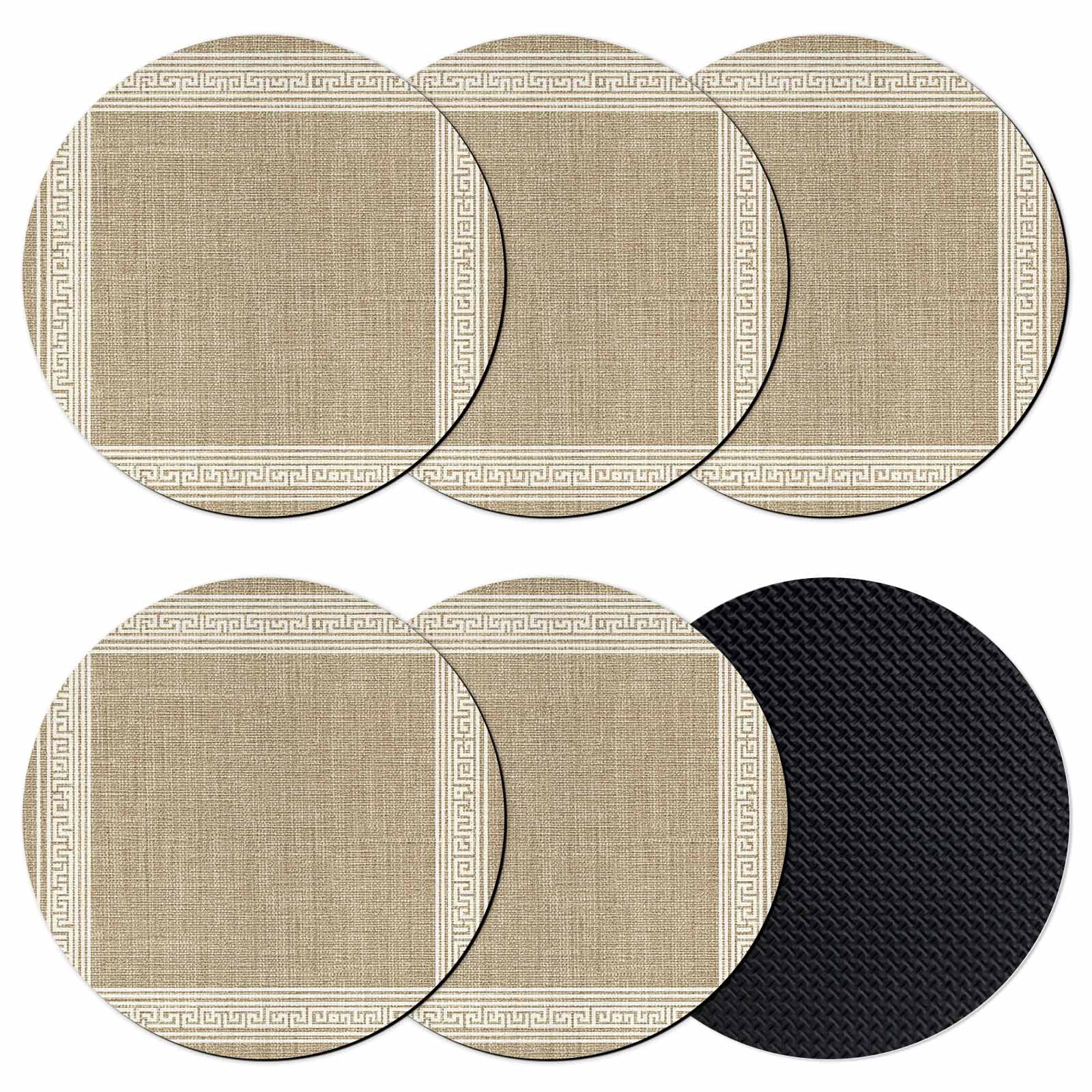 Cream Greek Key Coasters Set of 6, Geometric Greece Ancient Rustic ...