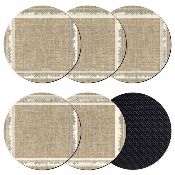 Cream Greek Key Coasters Set of 6, Geometric Greece Ancient Rustic ...