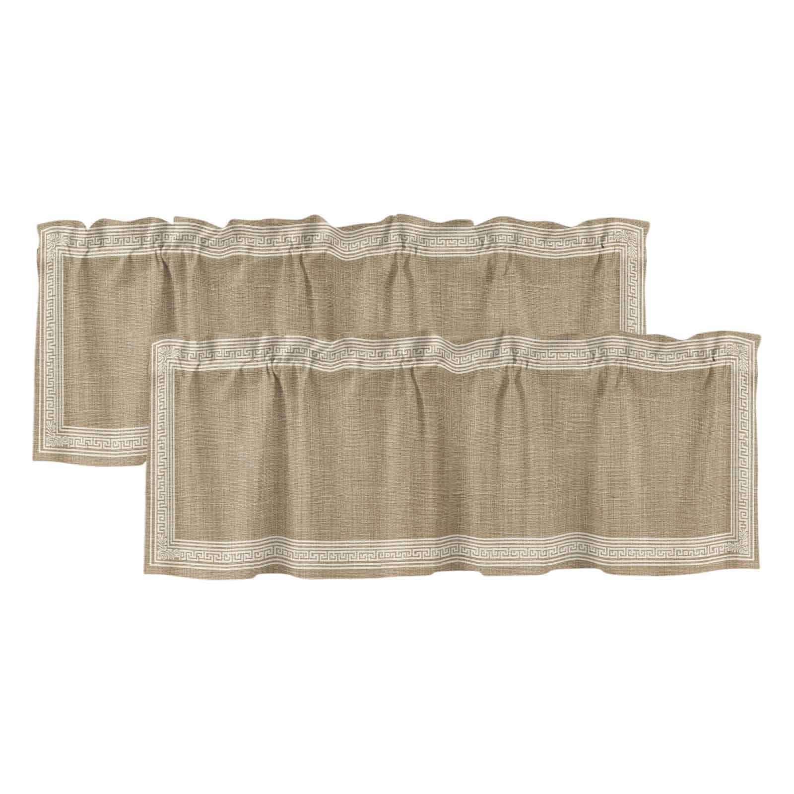 Cream Greek Key Curtain Valances for Windows, Kitchen Valance Window ...