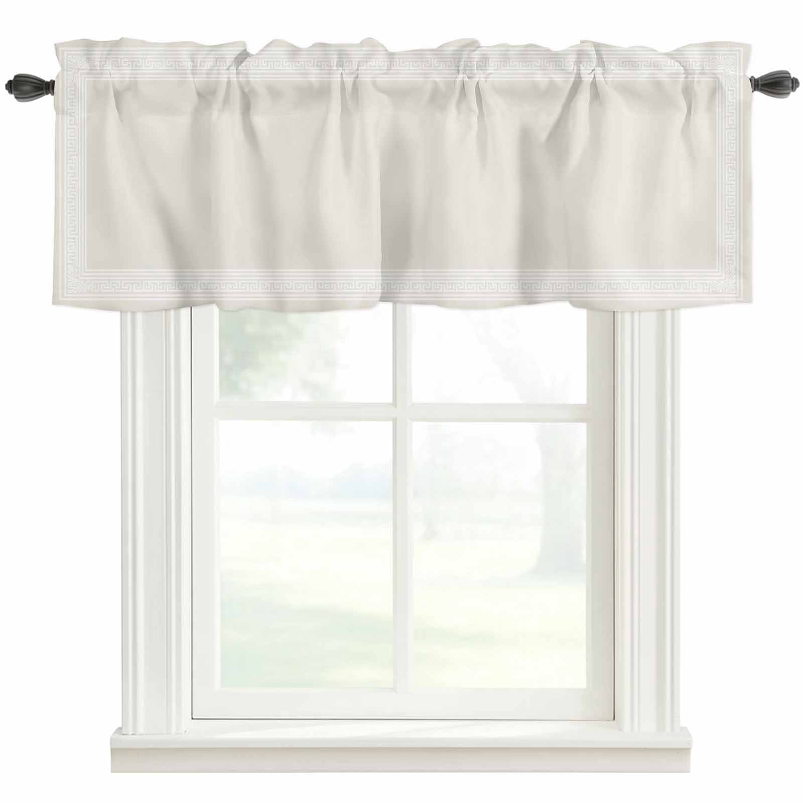 Cream Greek Key Farmhouse Short Window Curtain Valances, Geometric ...