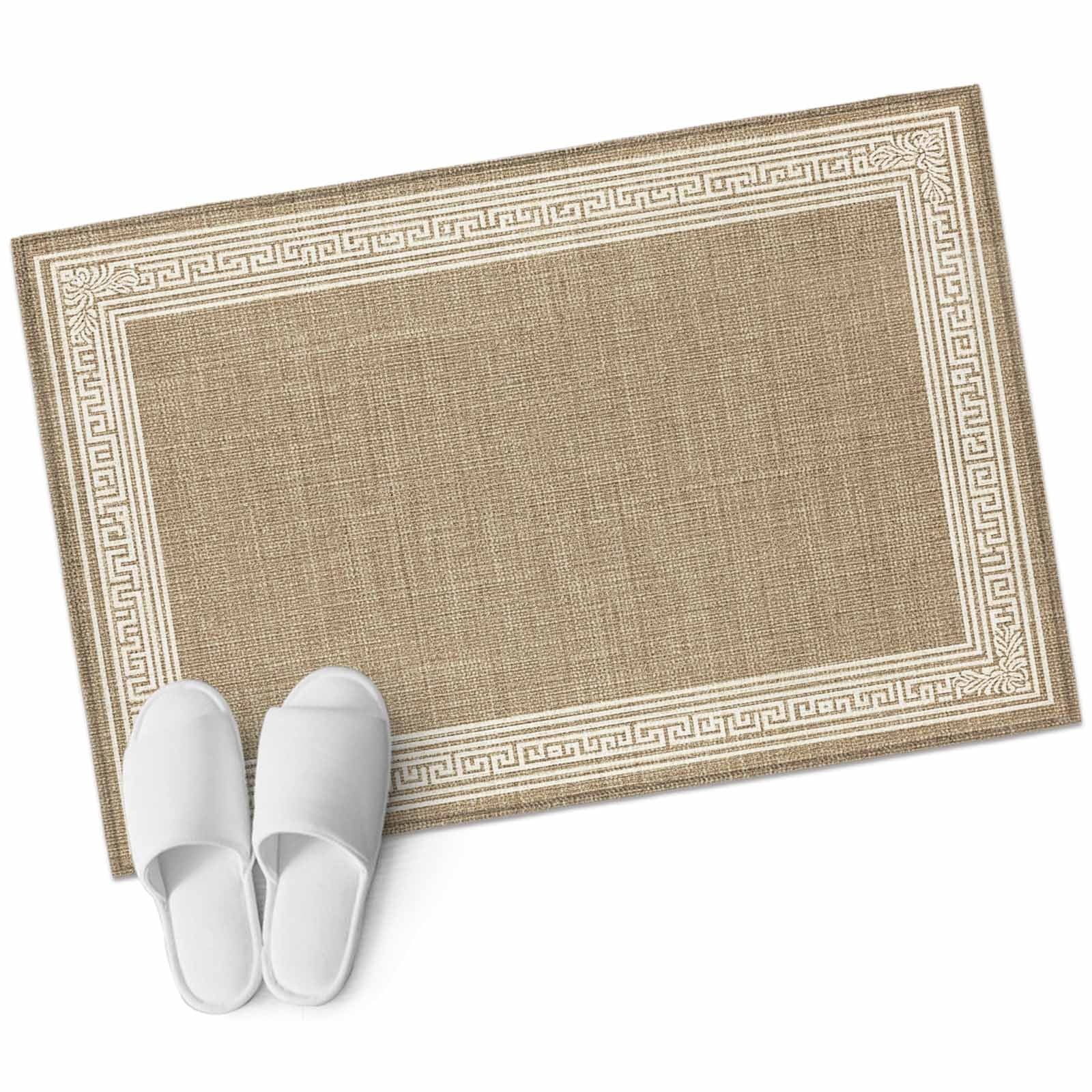 Cream Greek Key Large Area Rugs for Bedroom Living Room, Soft Non Slip ...