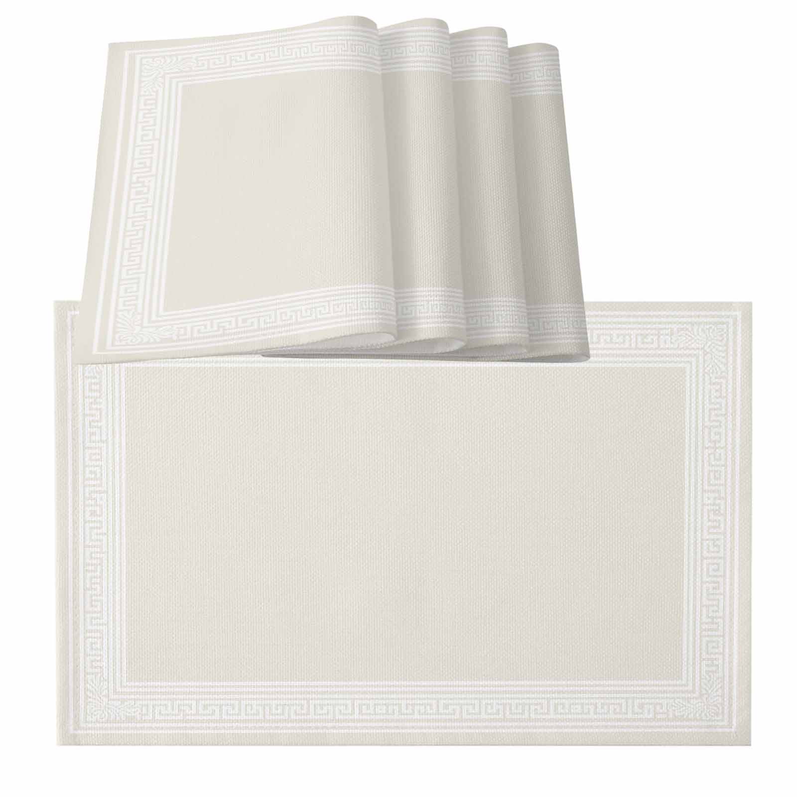 Cream Greek Key Placemats for Dinning Table Set of 4, Geometric Greece ...