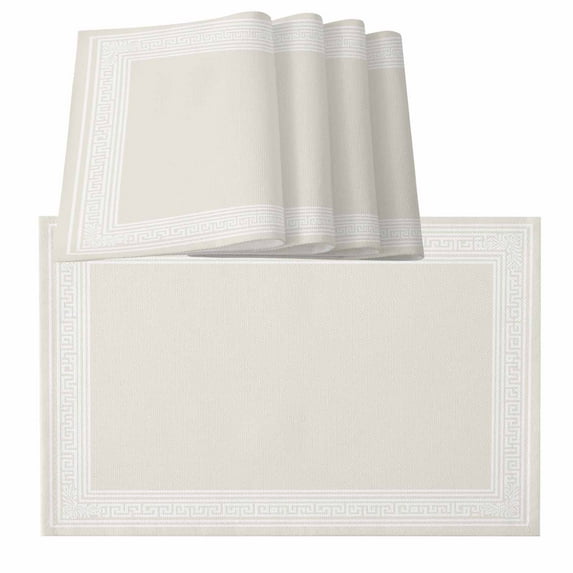 Cream Greek Key Placemats for Dinning Table Set of 4, Geometric Greece ...
