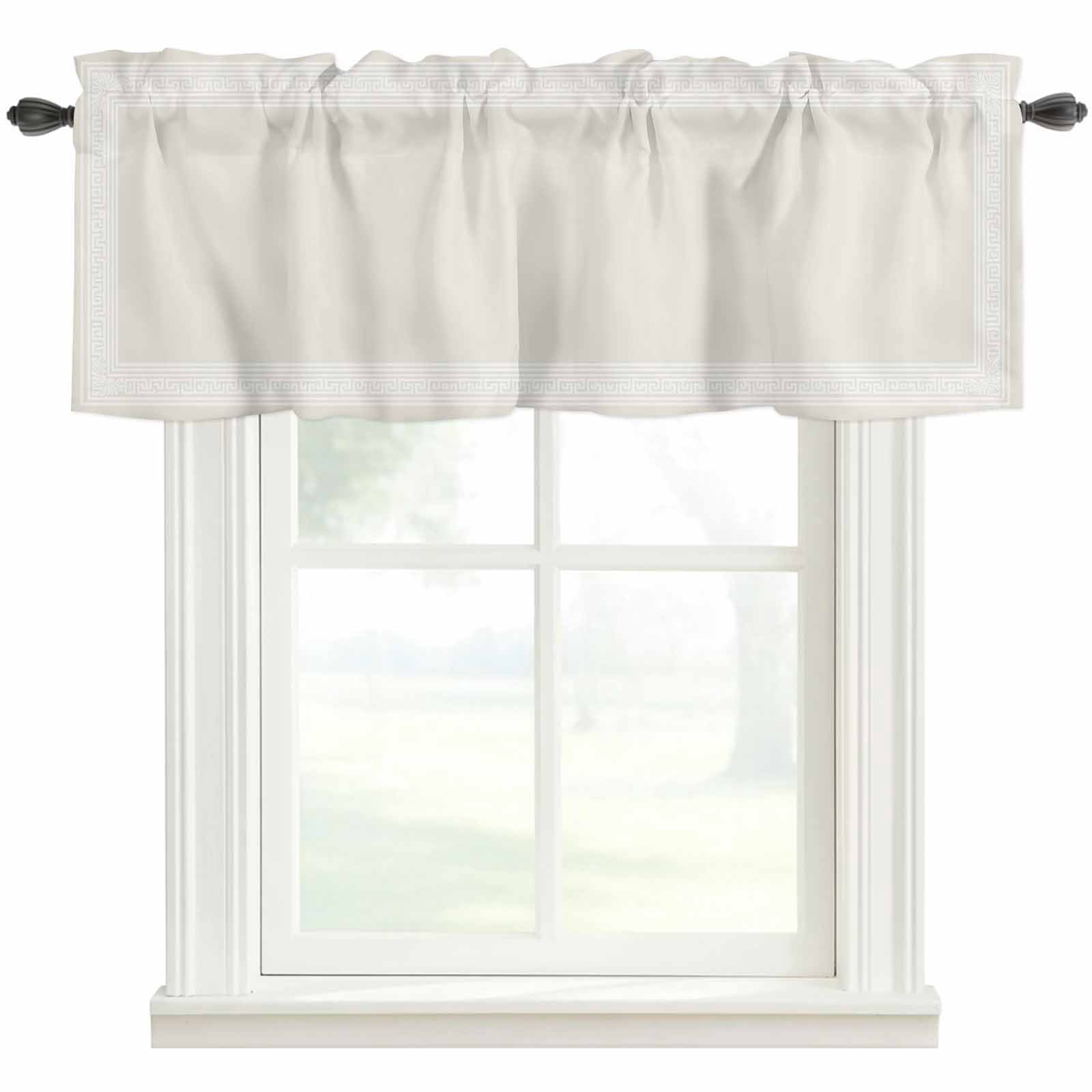 Cream Greek Key Rod Pocket Curtain Valance, Geometric Greece Ancient ...