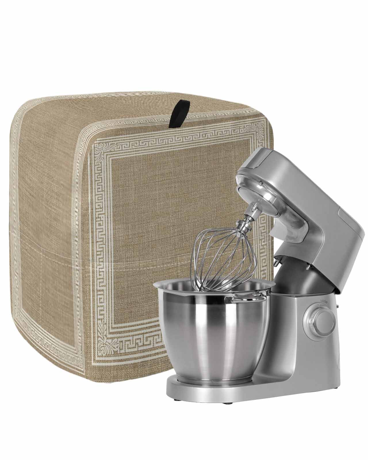 Cream Greek Key Stand Mixer Dust Cover with Storage Pocket & Handles ...