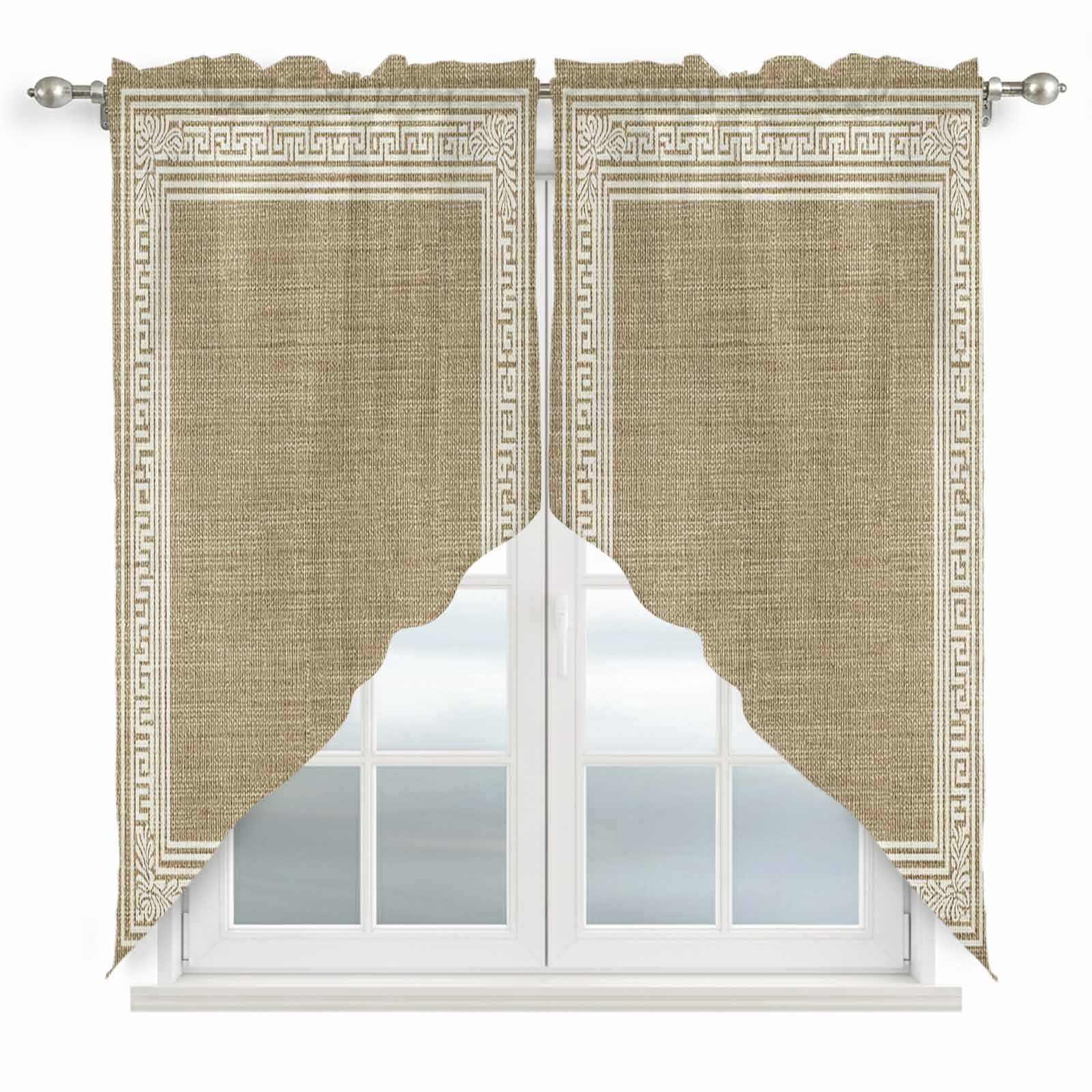 Cream Greek Key Swag Curtains Geometric Greece Ancient Rustic Swag ...