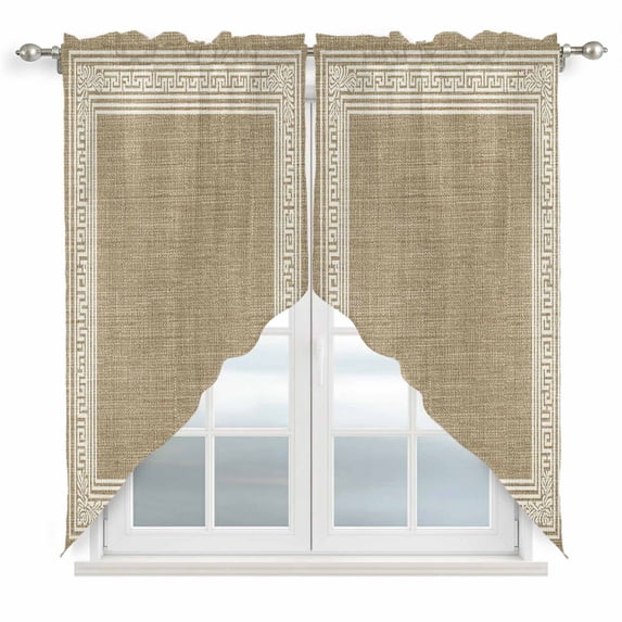 Cream Greek Key Swag Curtains Geometric Greece Ancient Rustic Swag ...
