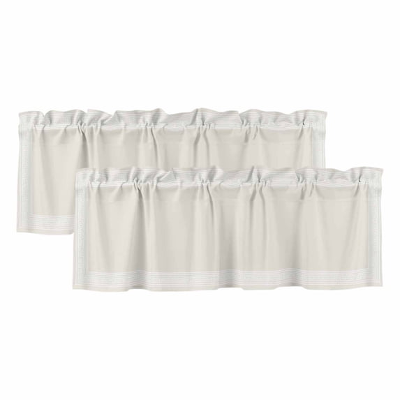 Cream Greek Key Valances for Windows, Decorative Rod Pocket Window ...