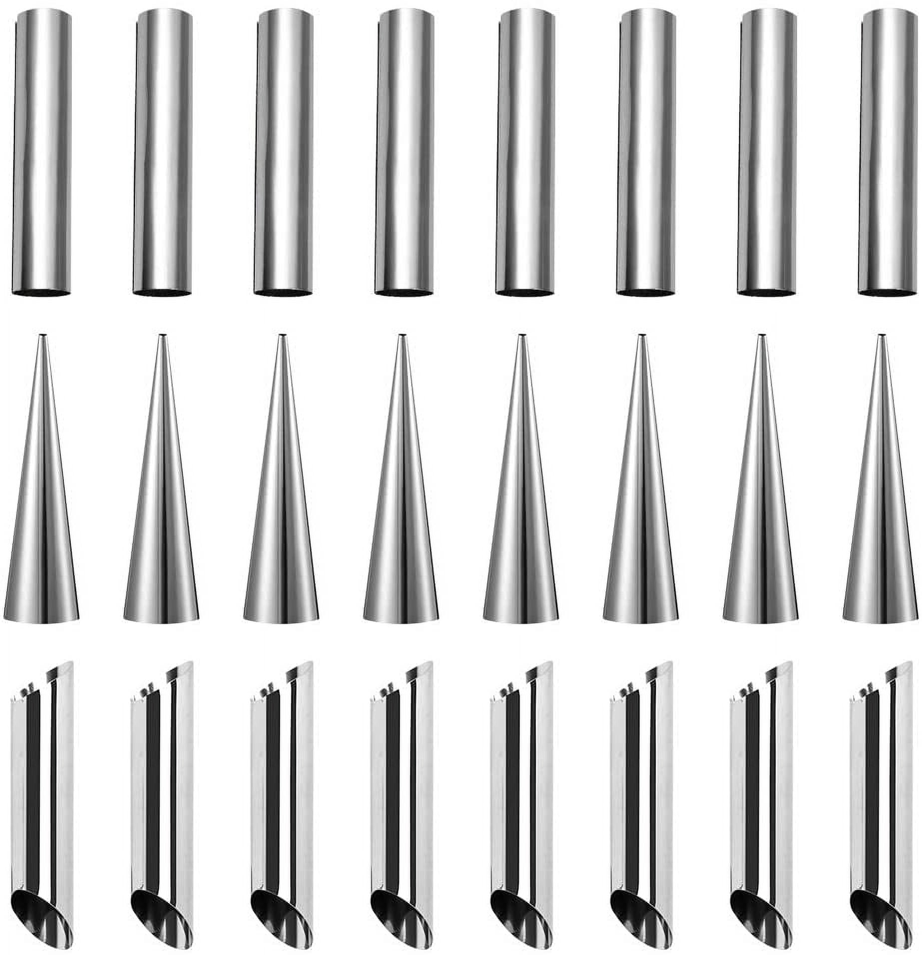 WSNIJFU Cream Horn Molds 24Pcs Cannoli Tubes Stainless Steel Pancake ...