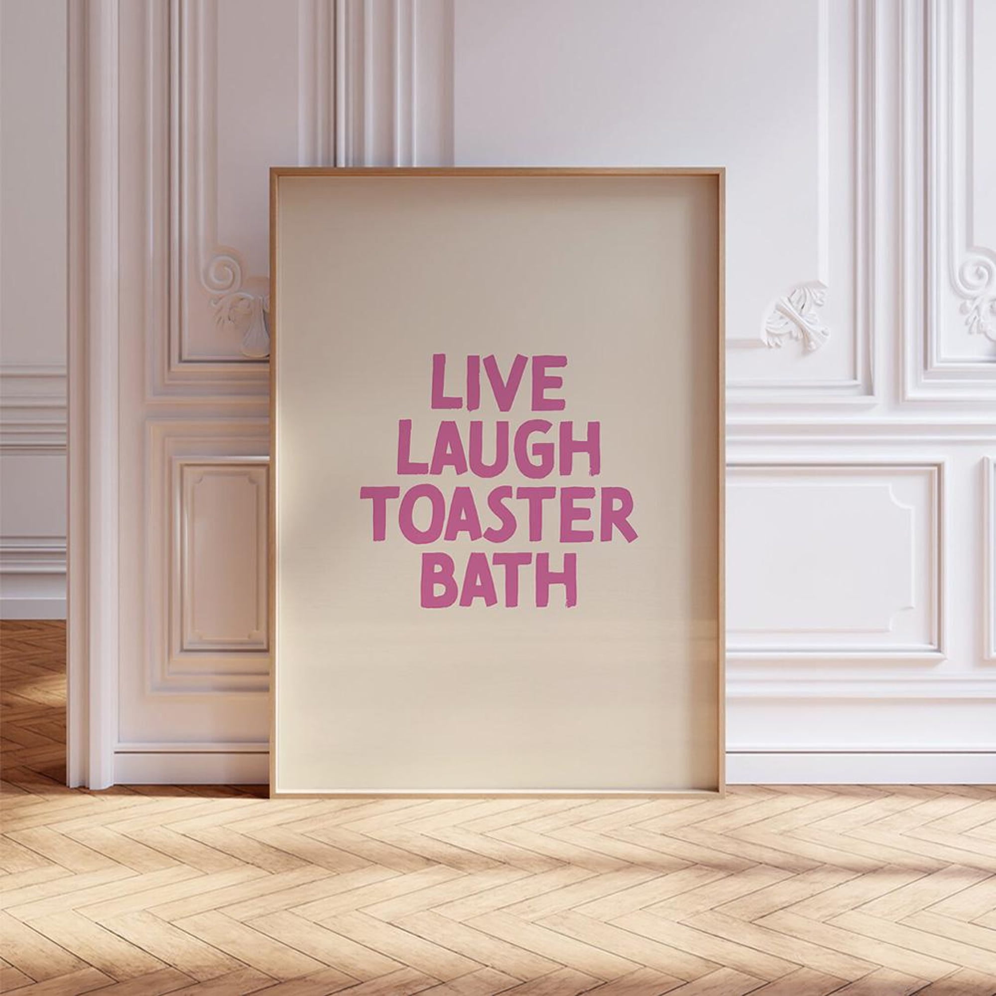 Cream And Hot Pink Bathroom Print 70S Retro 60S Vintage Wall Art Slogan ...