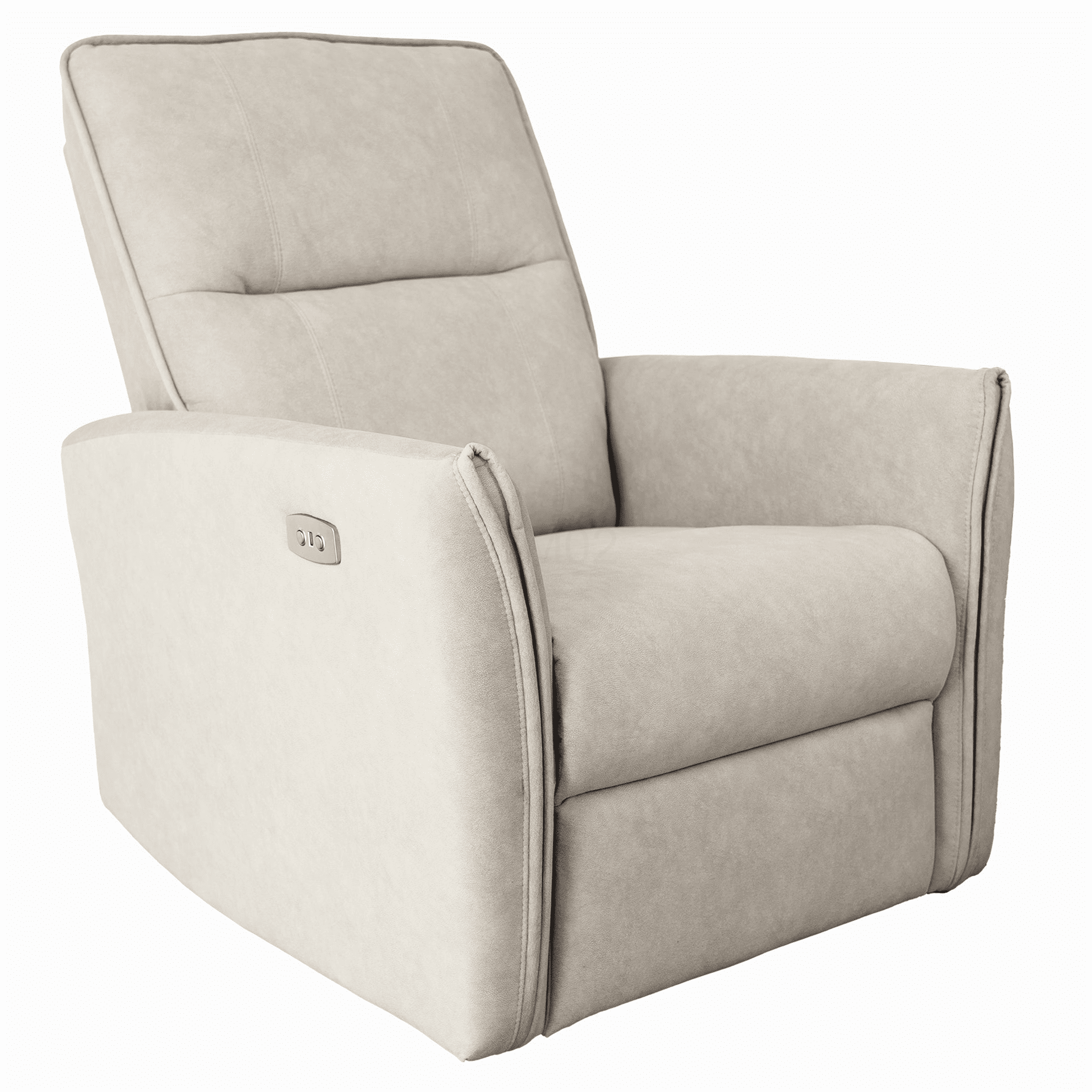 Cream Italian Suede Recliner Chair with Infinite Recline, Mid-Century ...