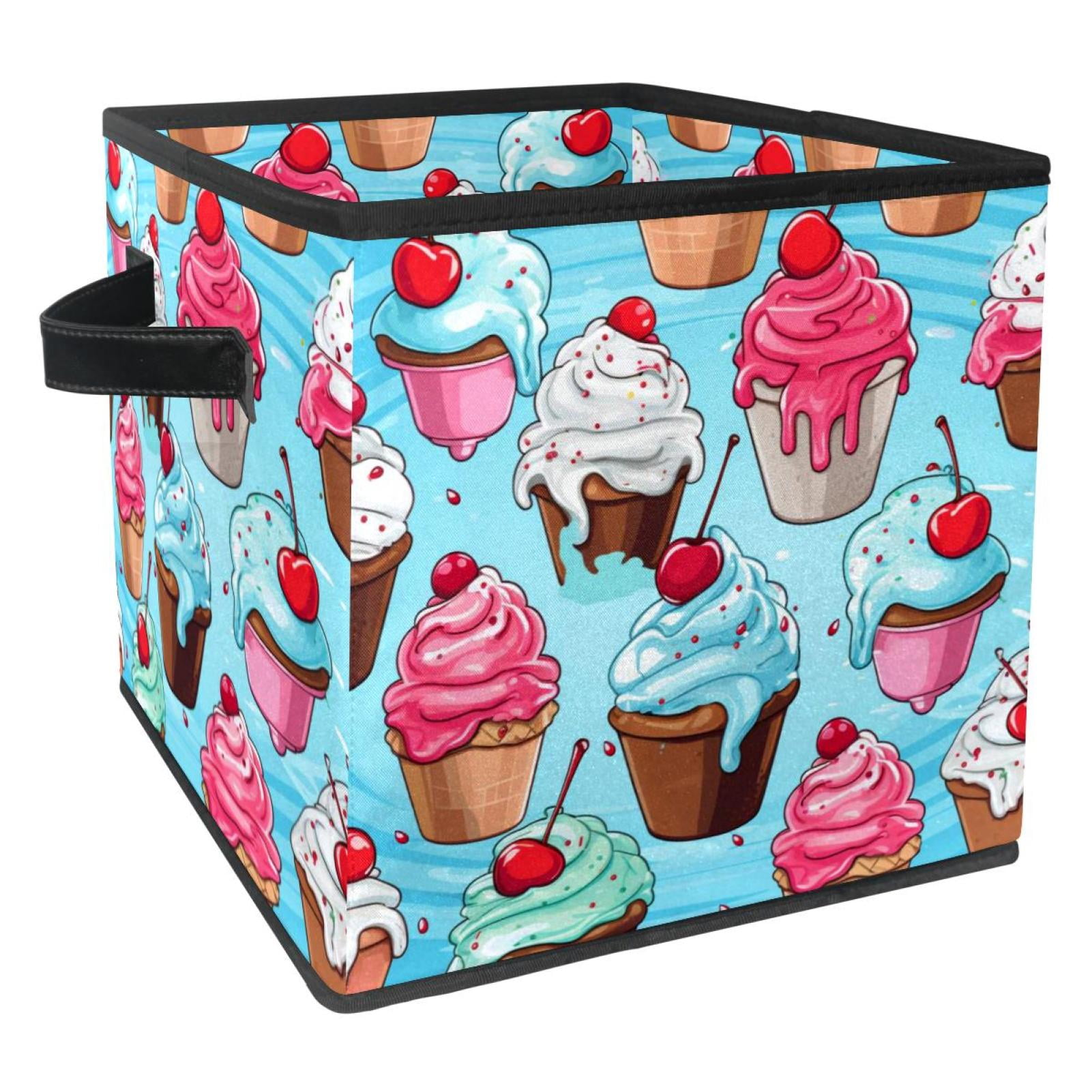 Cream Large Capacity Foldable Storage Box Basket with Handle for ...