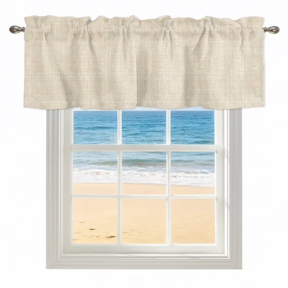 Cream Linen Fabric Valances for Windows, Rod Pocket Kitchen Valance ...