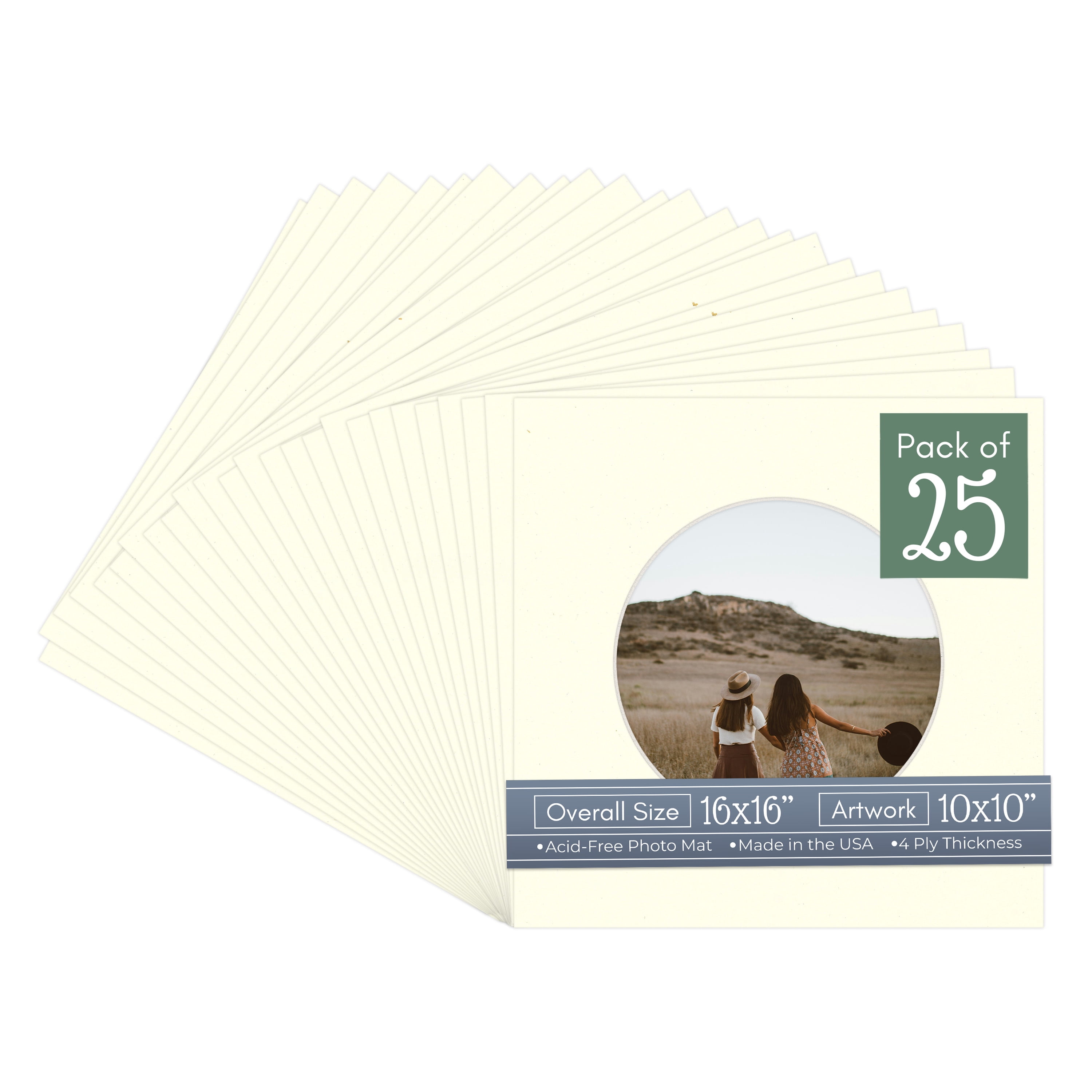 Cream Linen Picture Frame Mat for 16x16 Frames - Circle Opening for ...