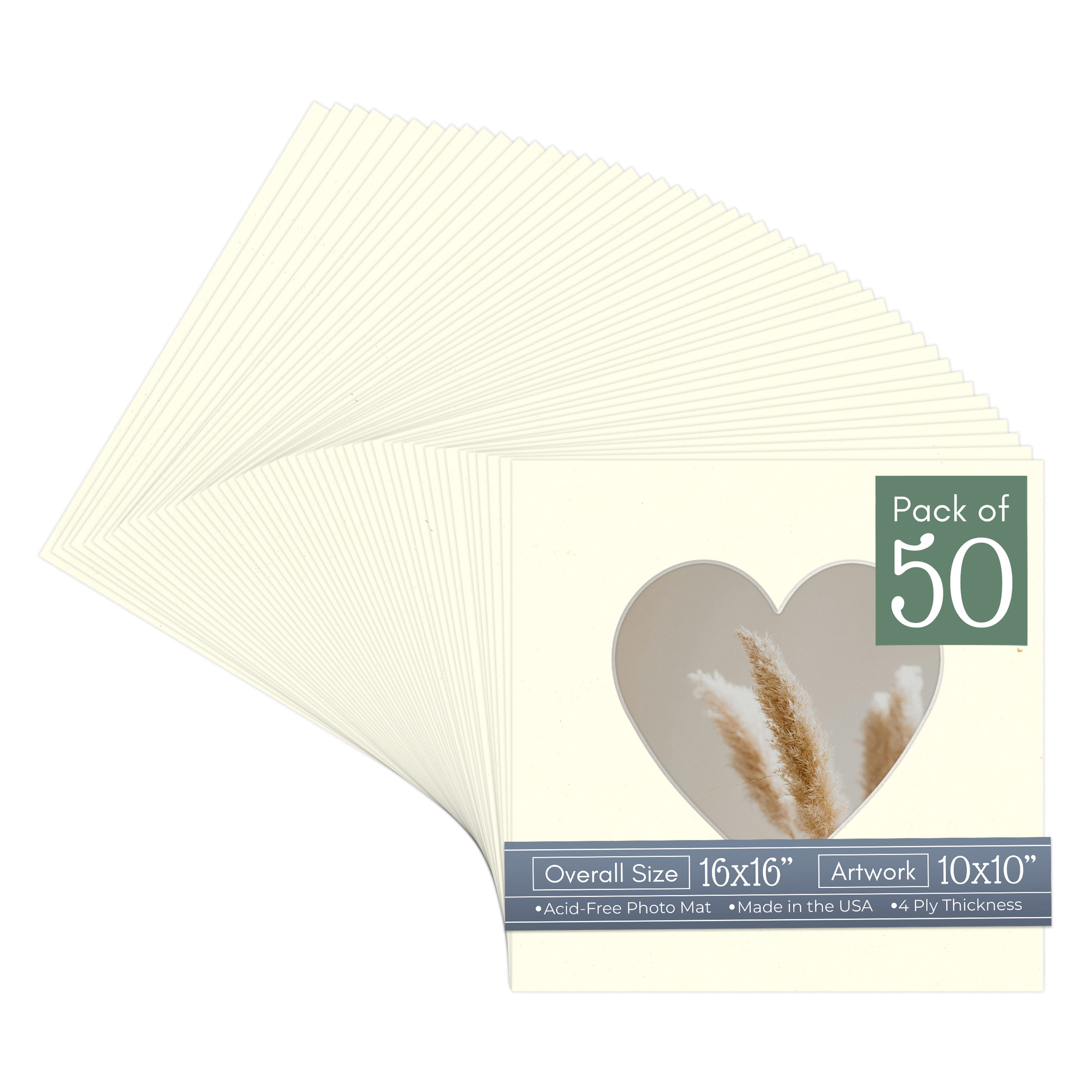 Cream Linen Picture Frame Mat for 16x16 Frames - Heart Opening for ...
