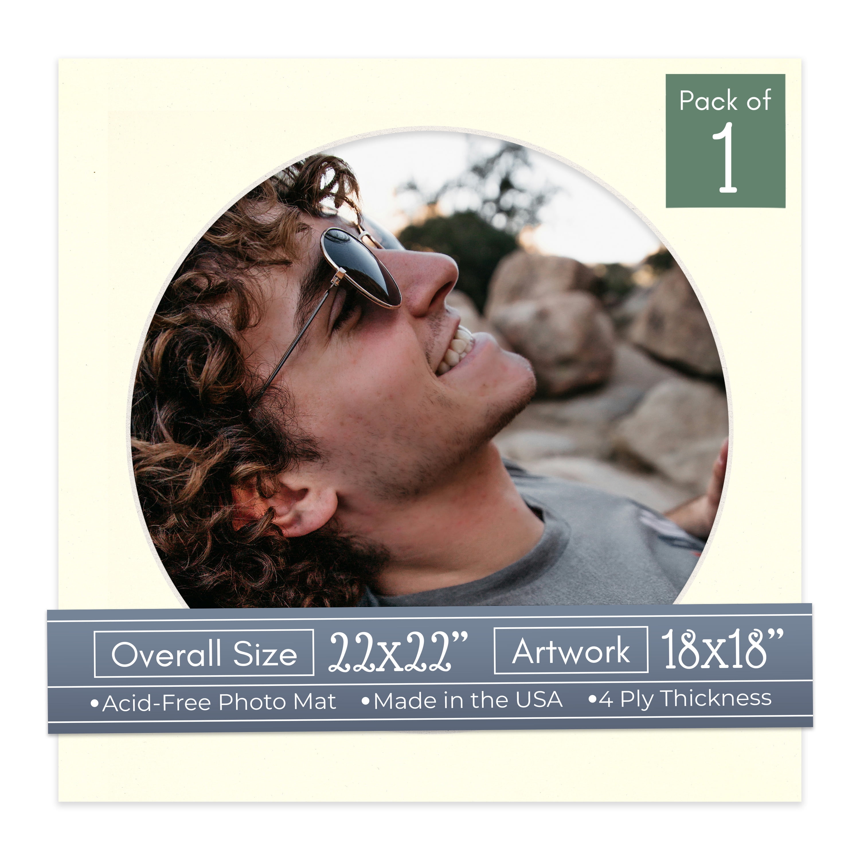 Cream Linen Picture Frame Mat for 22x22 Frames - Circle Opening for ...