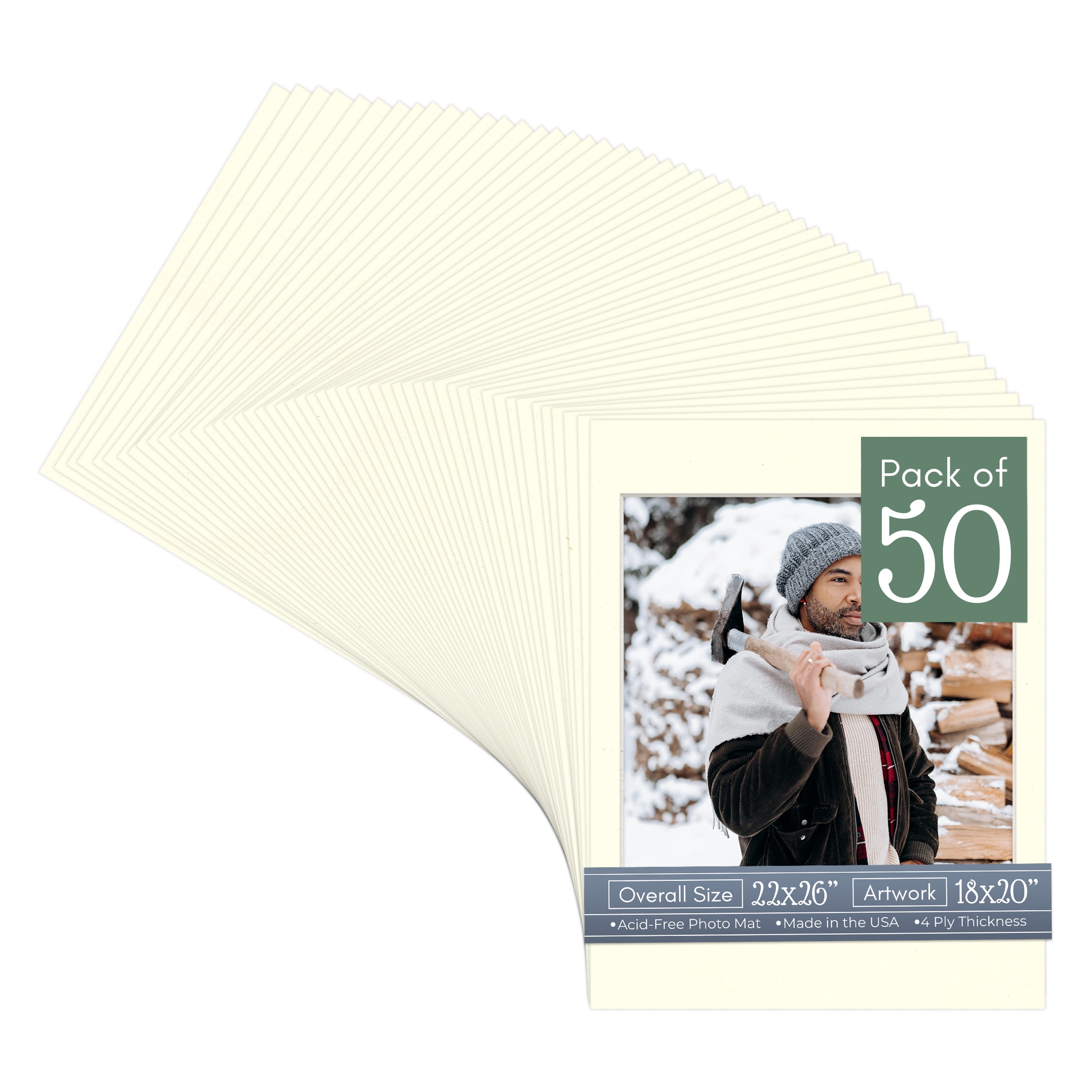 Cream Linen Picture Frame Mat for 22x26 Frames - Fits 18x20 Photos - 50 ...