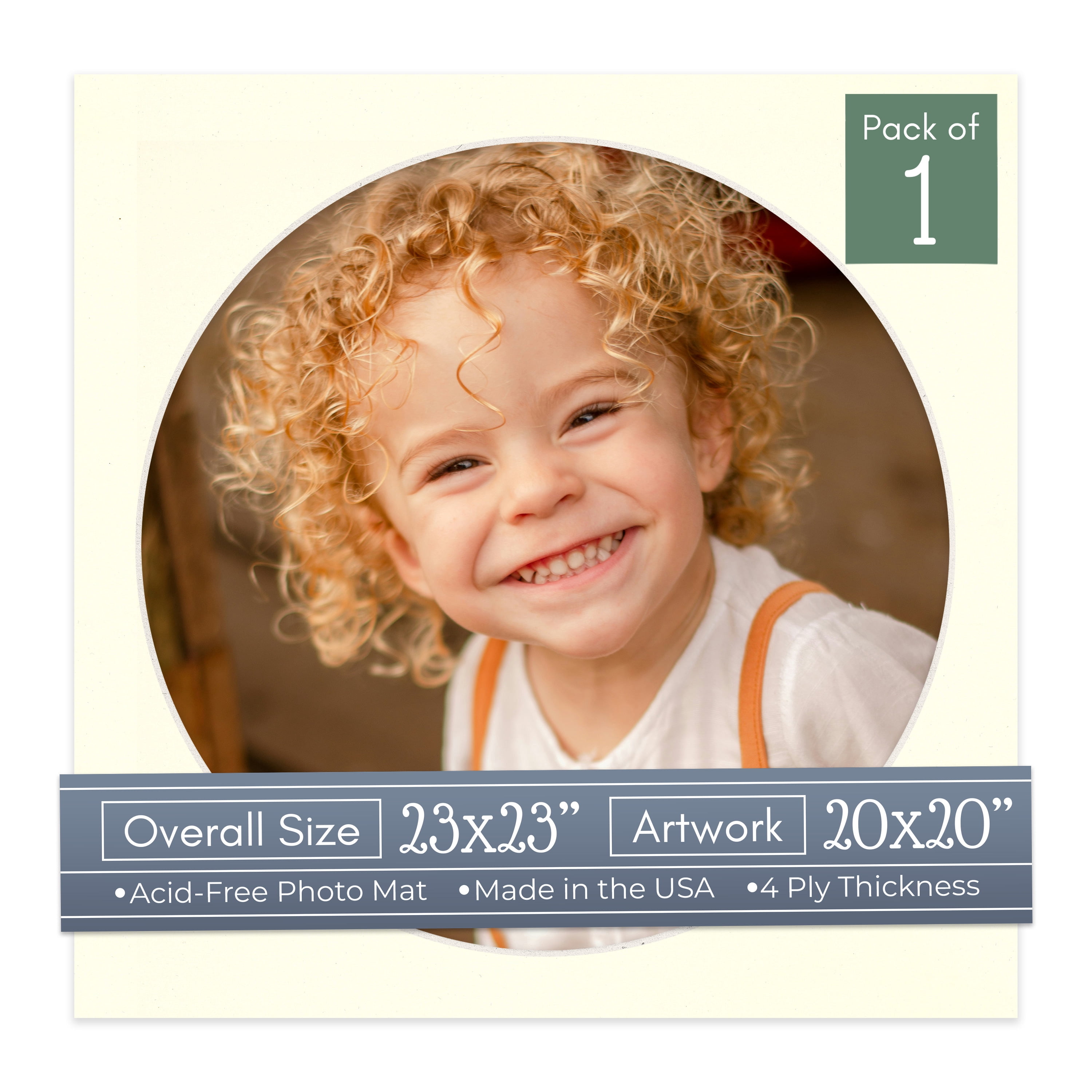 Cream Linen Picture Frame Mat for 23x23 Frames - Circle Opening for ...