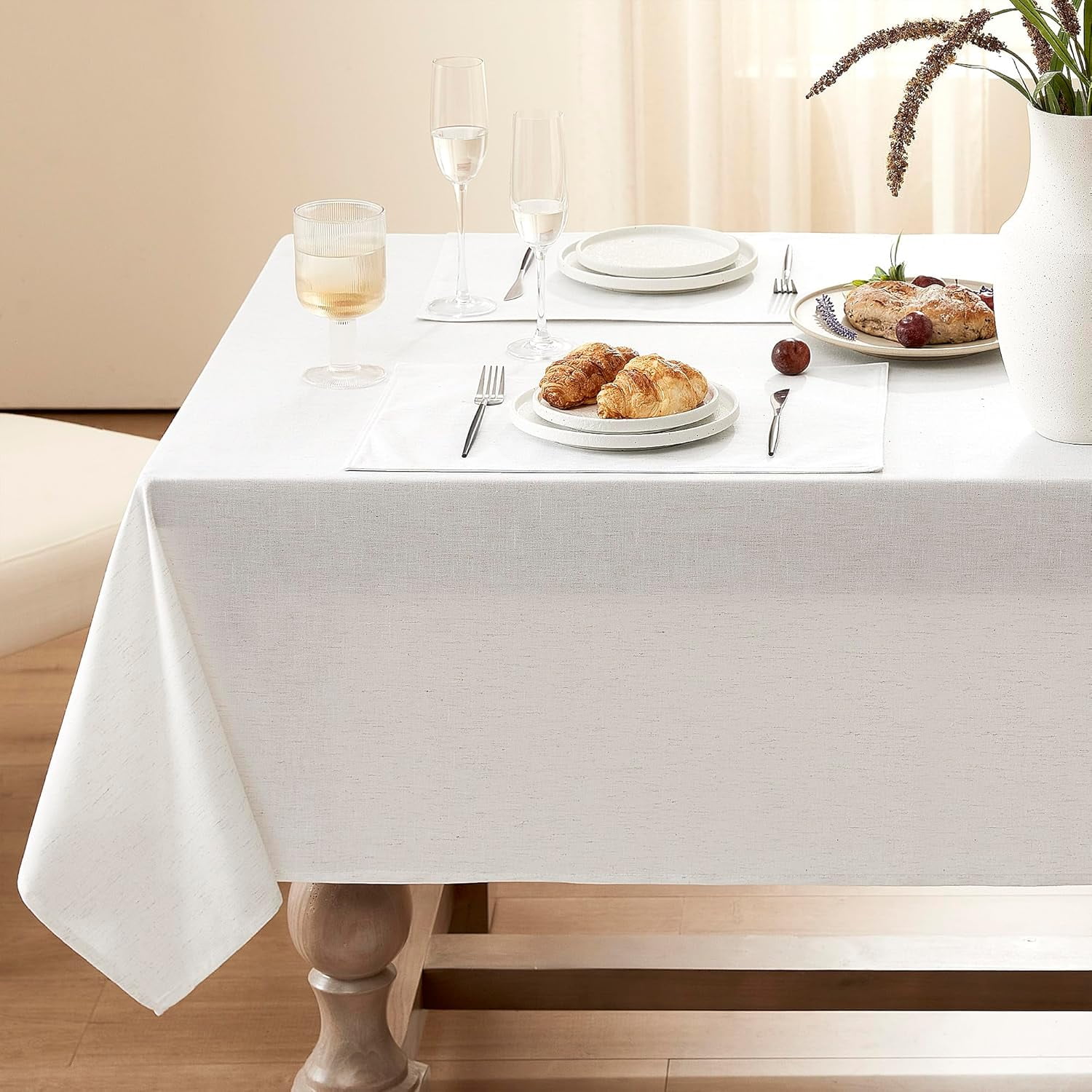 Cream Linen Table Cloths for 4 Foot Rectangle Tables Neutral Earth Tone ...