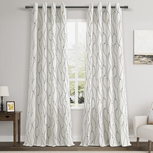 Cream Linen Textured Curtains 84 inches Long for Living Room ...