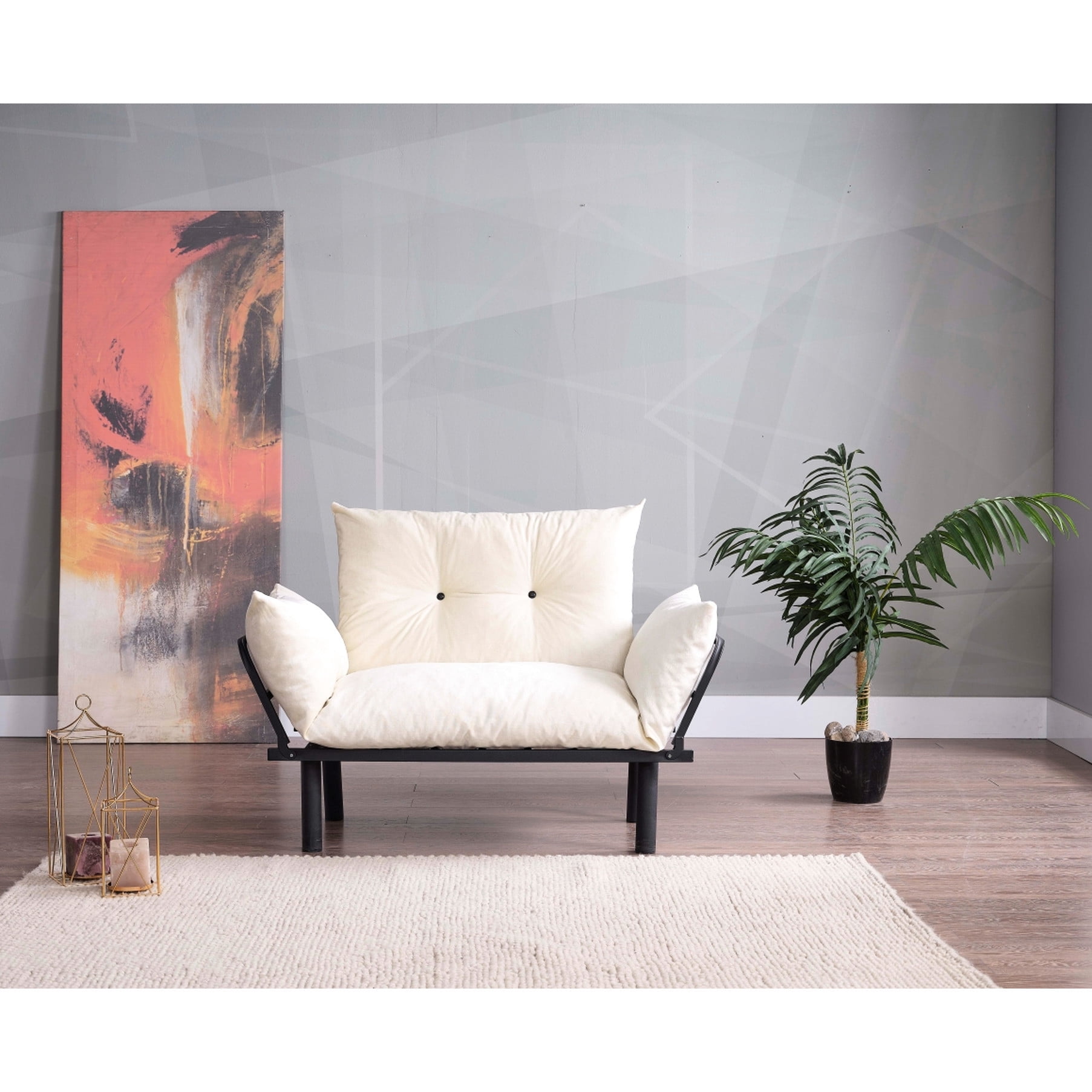 Cream Metal Futon for Love Seat+Comfort and Style"-"Home Lounges/Guest ...